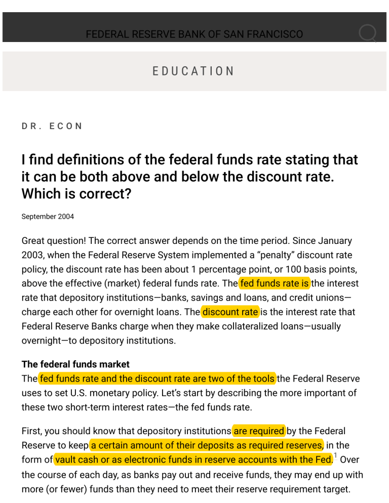 Federal Funds Rate vs. Discount Rate: A Federal Reserve Explanation