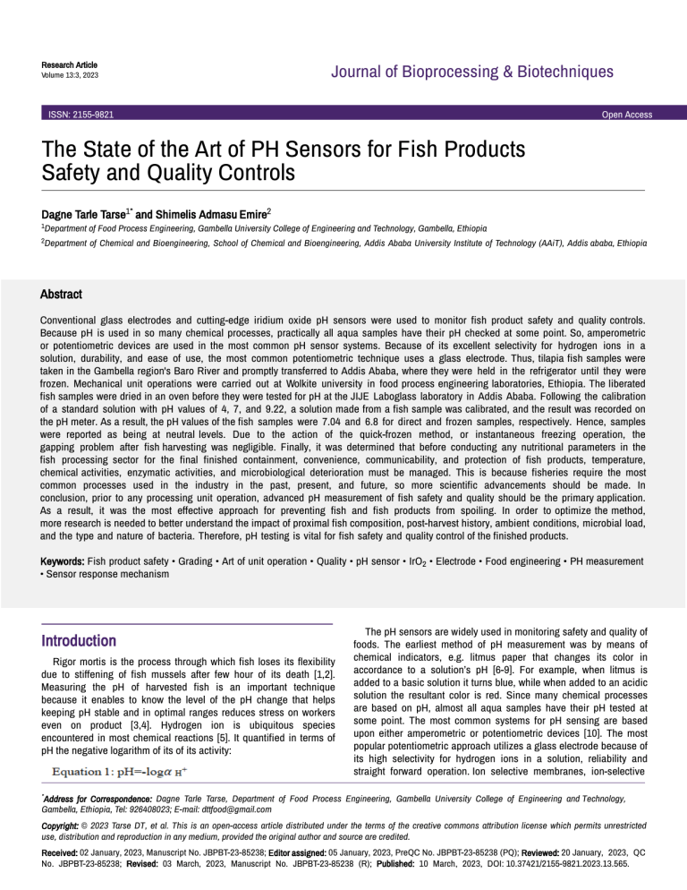 pH Sensors for Fish Product Safety & Quality Control: State of the Art
