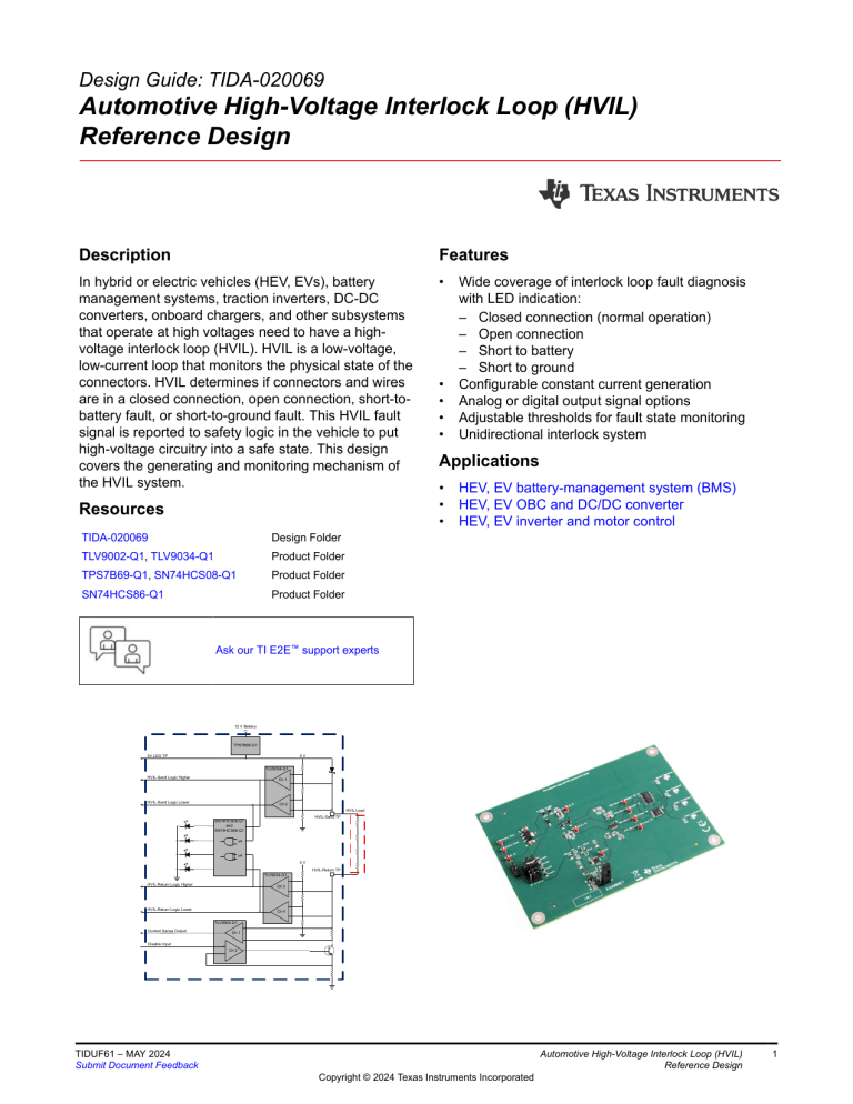 Automotive HVIL Reference Design Guide: High-Voltage Interlock Loop