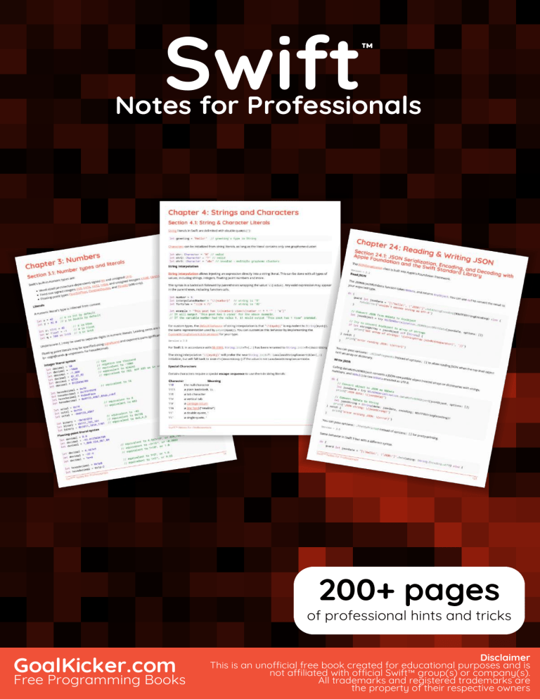 Swift Notes for Professionals: Comprehensive Programming Guide