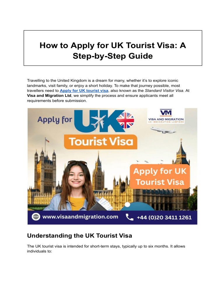 UK Tourist Visa Application Guide: Step-by-Step Instructions