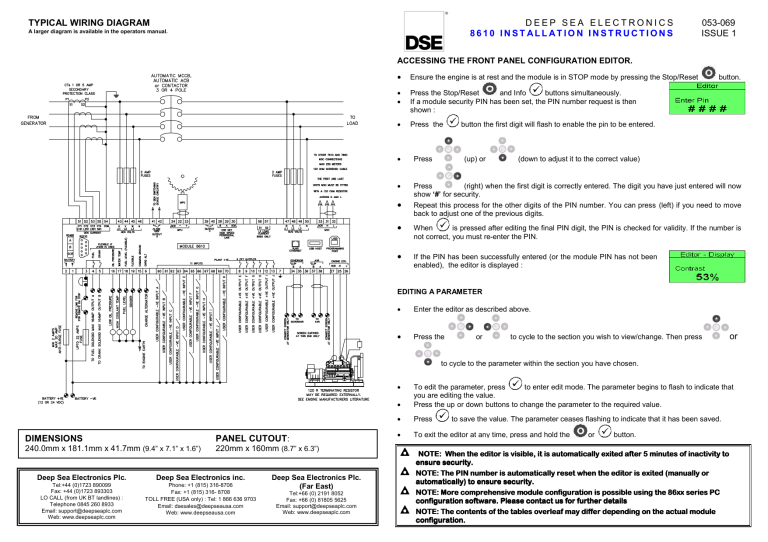 DSE 8610 Installation Instructions: Wiring Diagram & Configuration Guide