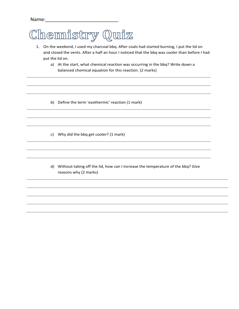 Chemistry Quiz: Reactions, Equations, Redox, and Precipitates