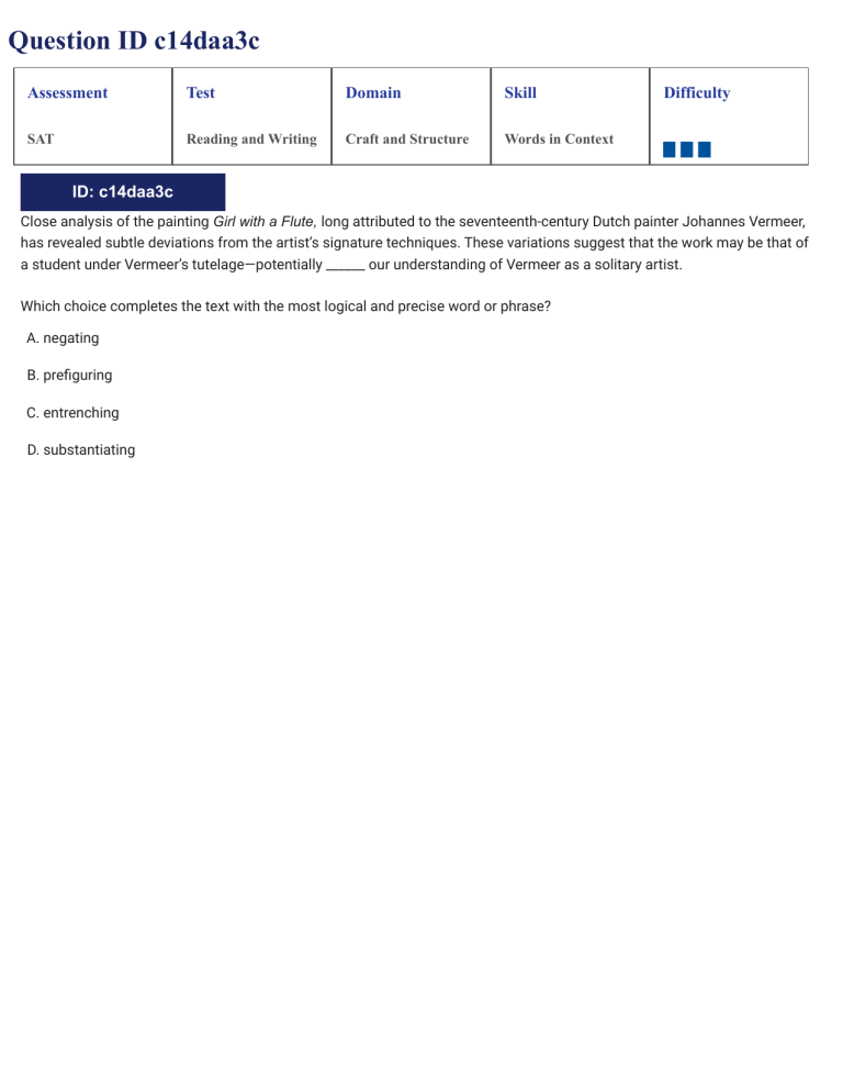 SAT Reading and Writing Practice Questions: Words in Context & Structure