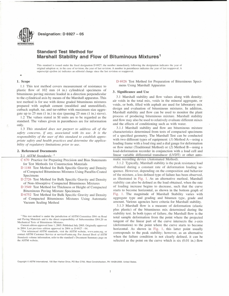 ASTM D6927: Marshall Stability & Flow of Bituminous Mixtures Test Method