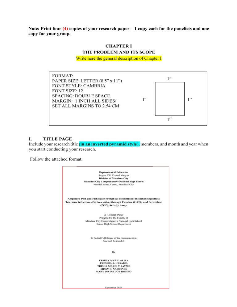 Research Paper Writing Guidelines: Chapters I-III Format & Content