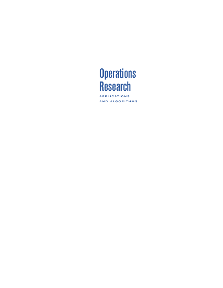 Operations Research: Applications & Algorithms Textbook - 4th Edition