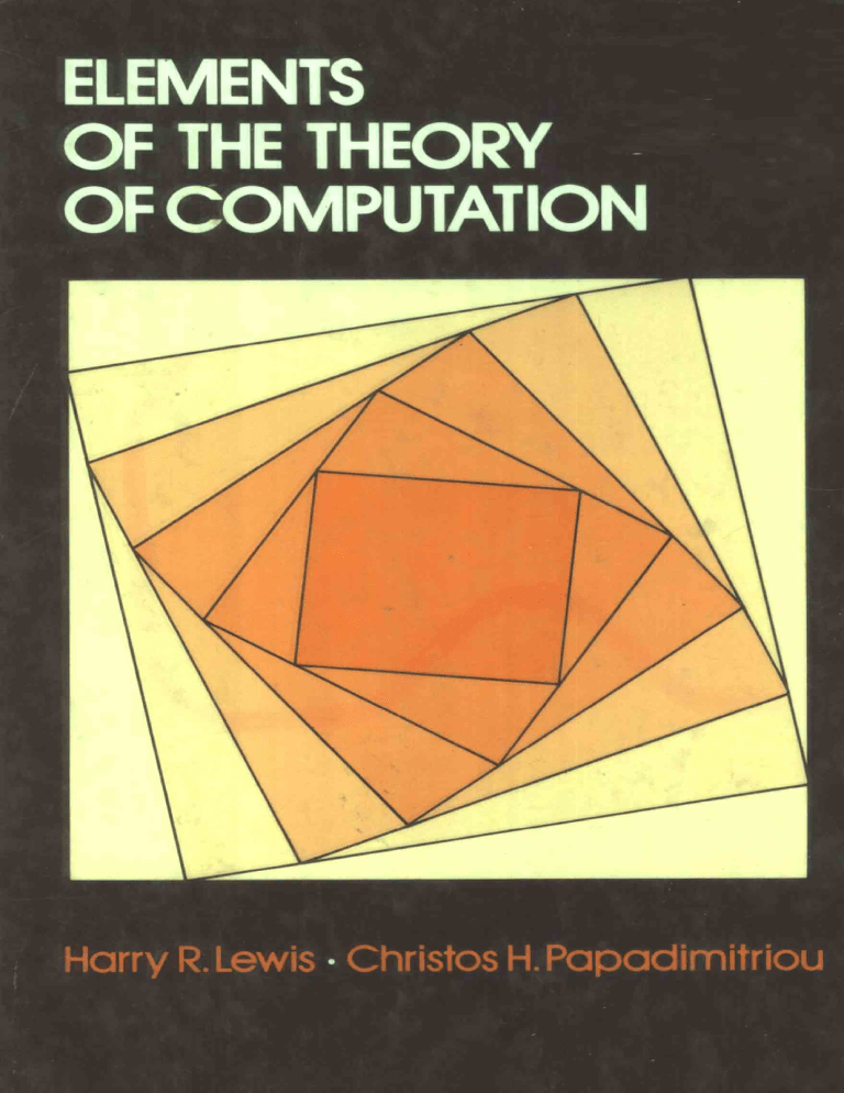 Elements of the Theory of Computation | Computer Science Textbook