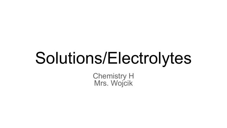 Solutions & Electrolytes: Chemistry H Study Guide & Notes