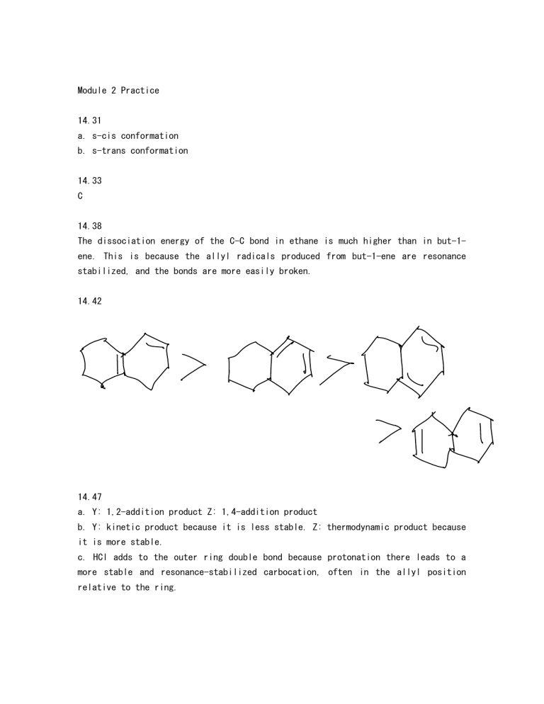 Organic Chemistry Module 2 Practice: Conformations & Addition Reactions