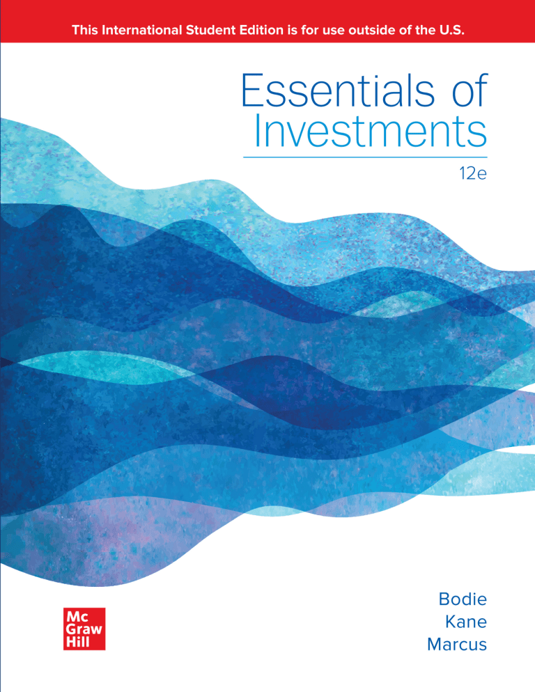 Essentials of Investments 12e: Finance Textbook by Bodie, Kane, Marcus