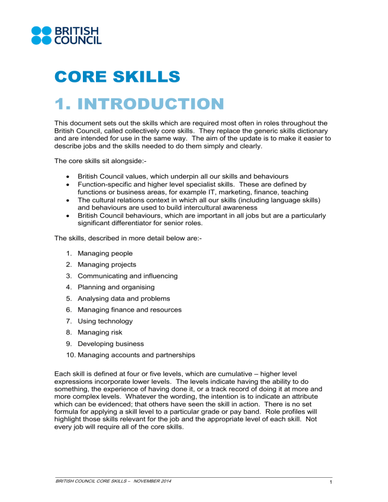 British Council Core Skills: Professional Competency Framework 2014