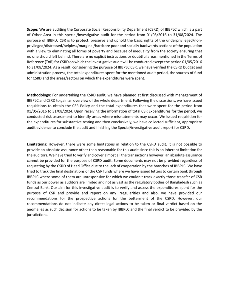 IBBPLC CSRD Audit: Scope, Methodology & Limitations (2016-2024)