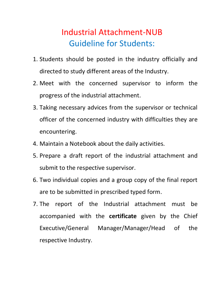 Industrial Attachment Guidelines & Report Template