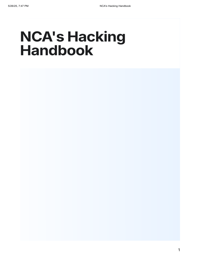 NCA's Hacking Handbook: Free Penetration Testing & Cybersecurity Guide