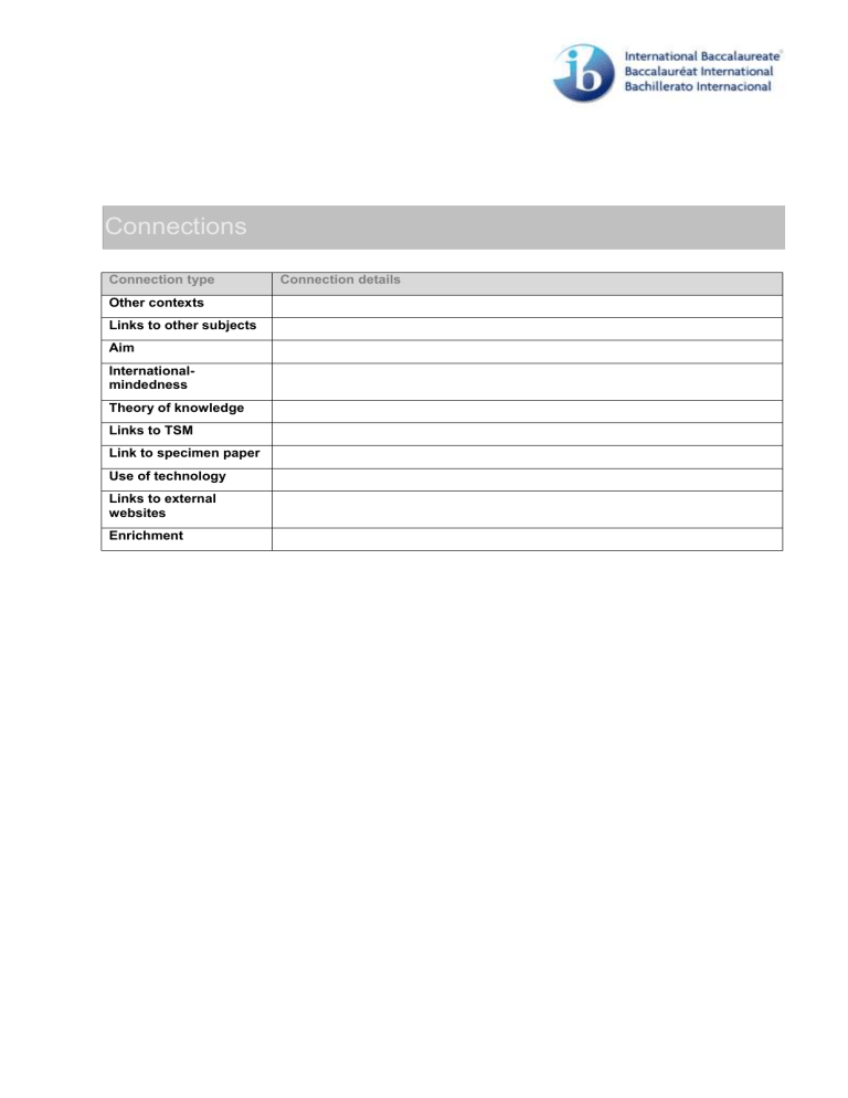IB Connections: Curriculum Planning & Pedagogical Framework