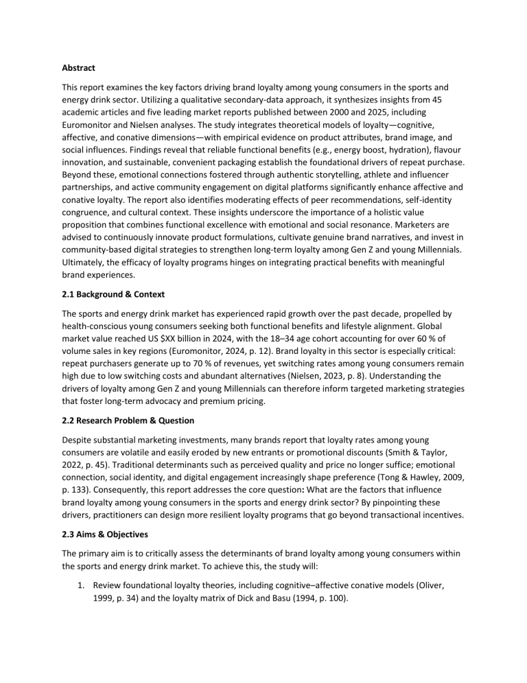 Factors Driving Brand Loyalty in Sports & Energy Drinks: Young Consumers