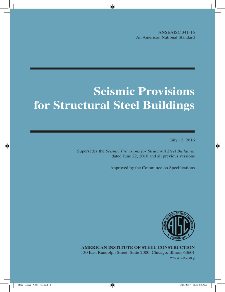 ANSI/AISC 341-16 Seismic Provisions for Structural Steel Buildings