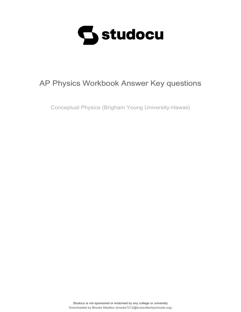 AP Physics 1 Workbook Teacher's Edition: Answer Key & Concepts