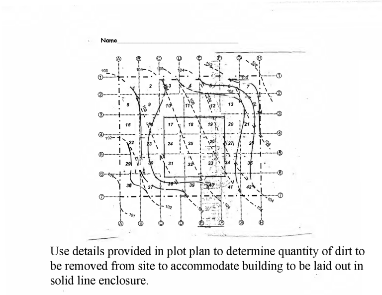 Site Excavation Calculation from Plot Plan - Civil Engineering Problem