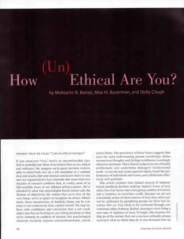 How (Un)Ethical Are You? Unconscious Bias in Management Decisions