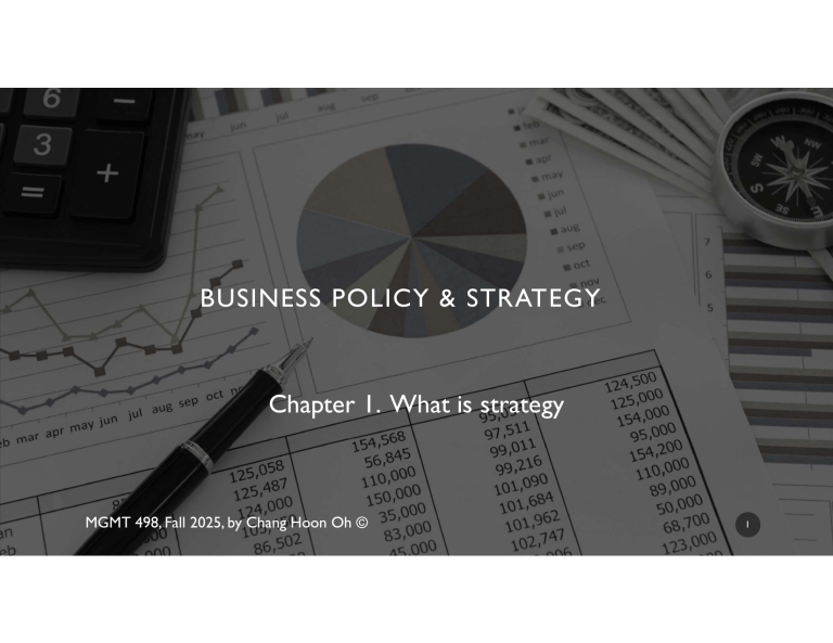 Business Policy & Strategy: Chapter 1 - What is Strategy