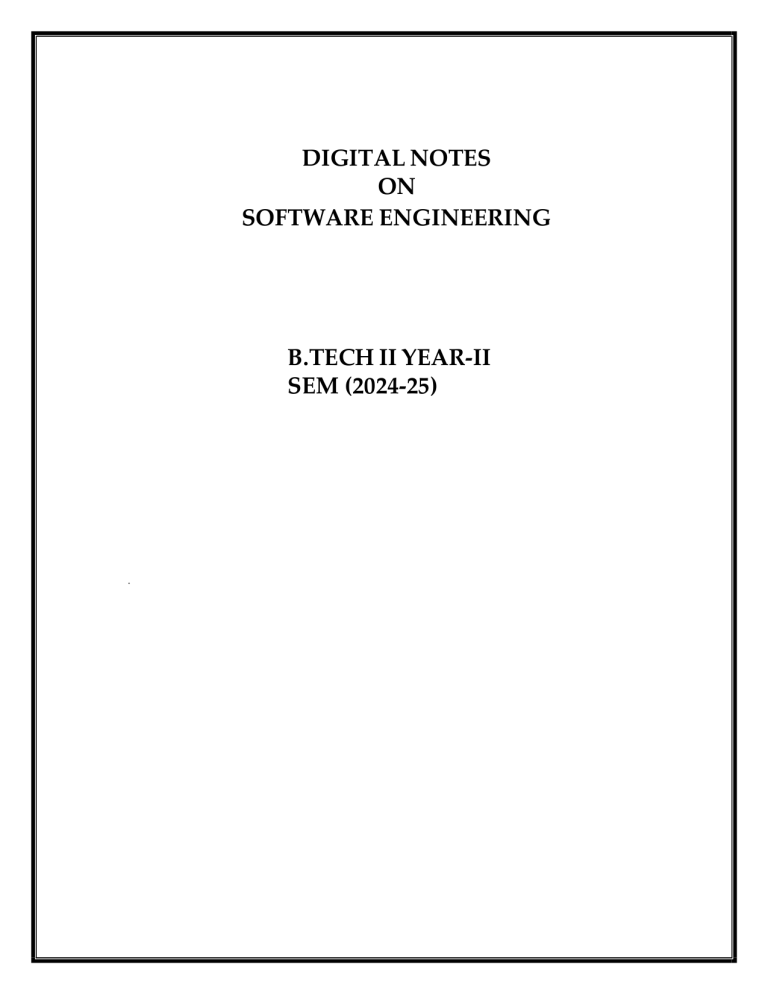Software Engineering Digital Notes | B.Tech II Year (2024-25)