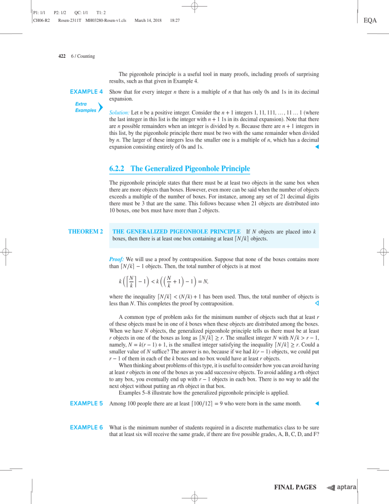 Pigeonhole Principle & Counting in Discrete Mathematics