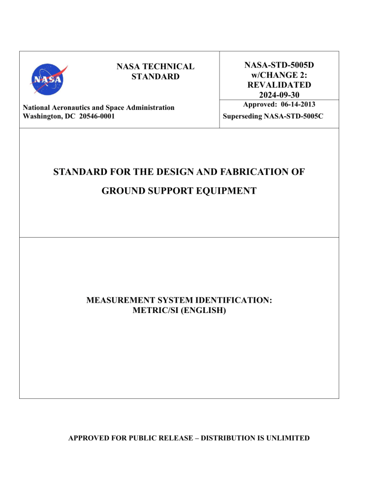 NASA-STD-5005D: Ground Support Equipment Design & Fabrication Standard