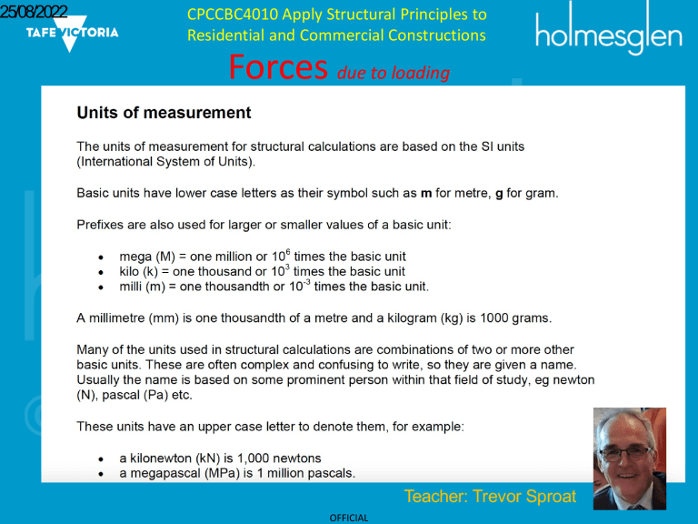 Structural Principles & Load Calculations for Construction - CPCCBC4010