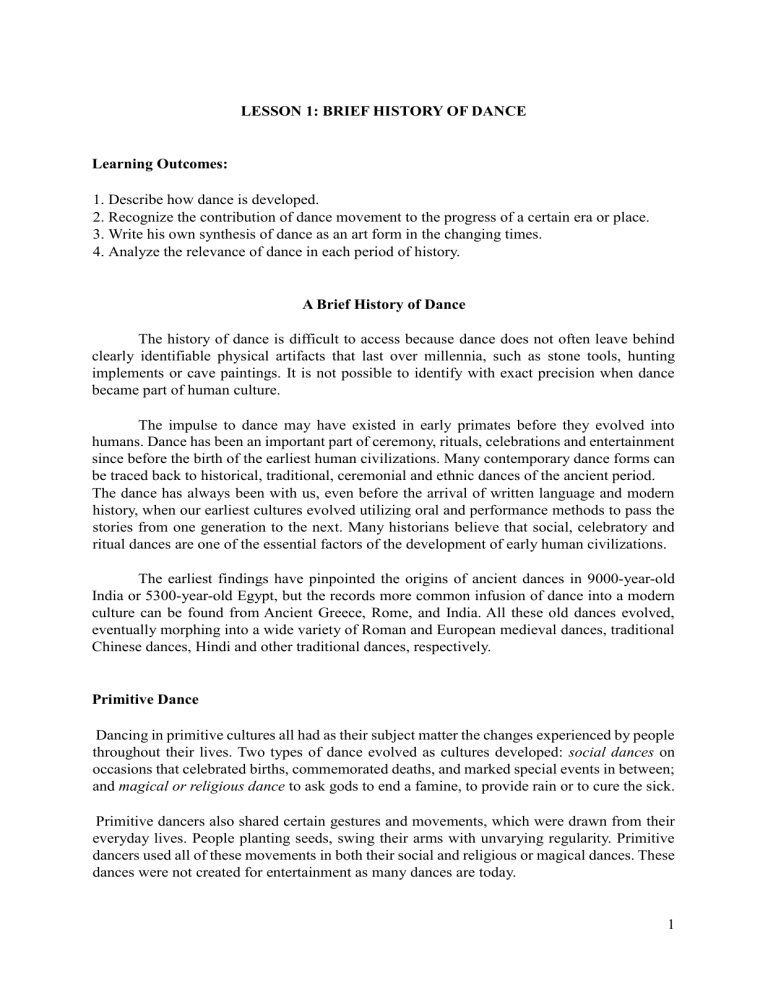 Brief History of Dance: Primitive Forms, Rituals & Cultural Significance