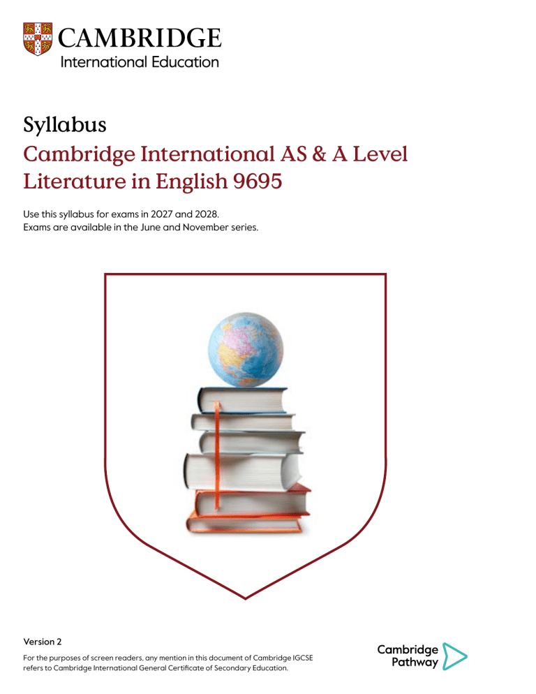 Cambridge AS & A Level Literature in English 9695 Syllabus 2027-2028