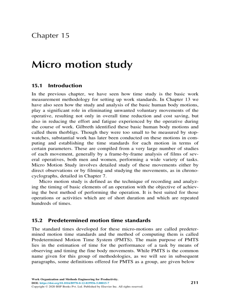 Micro Motion Study & Predetermined Motion Time Standards (PMTS)