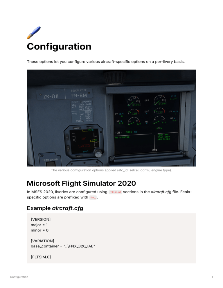 Fenix A320/A321 MSFS 2020/2024 Livery & Aircraft Configuration Guide