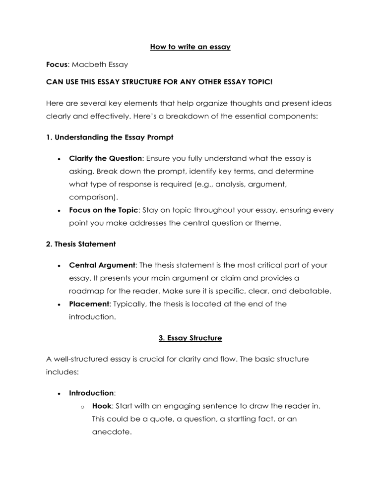 How to Write an Essay: Structure, Analysis & Macbeth Guide