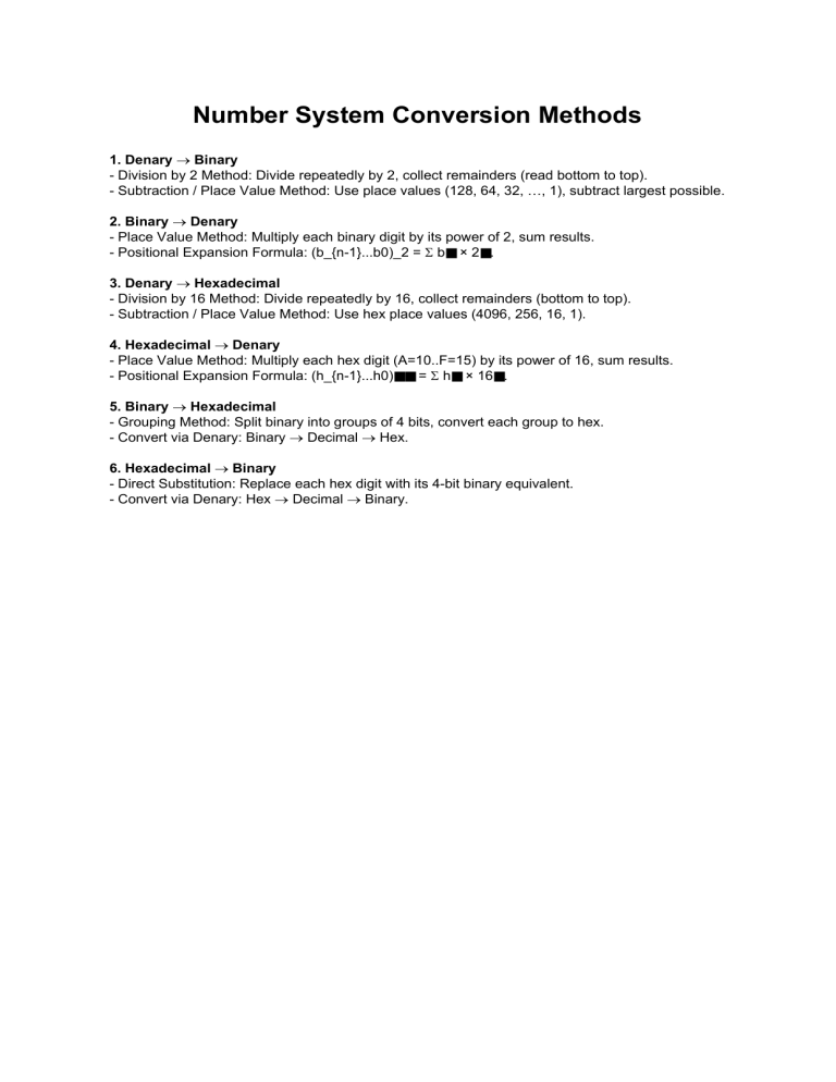 Number System Conversions
