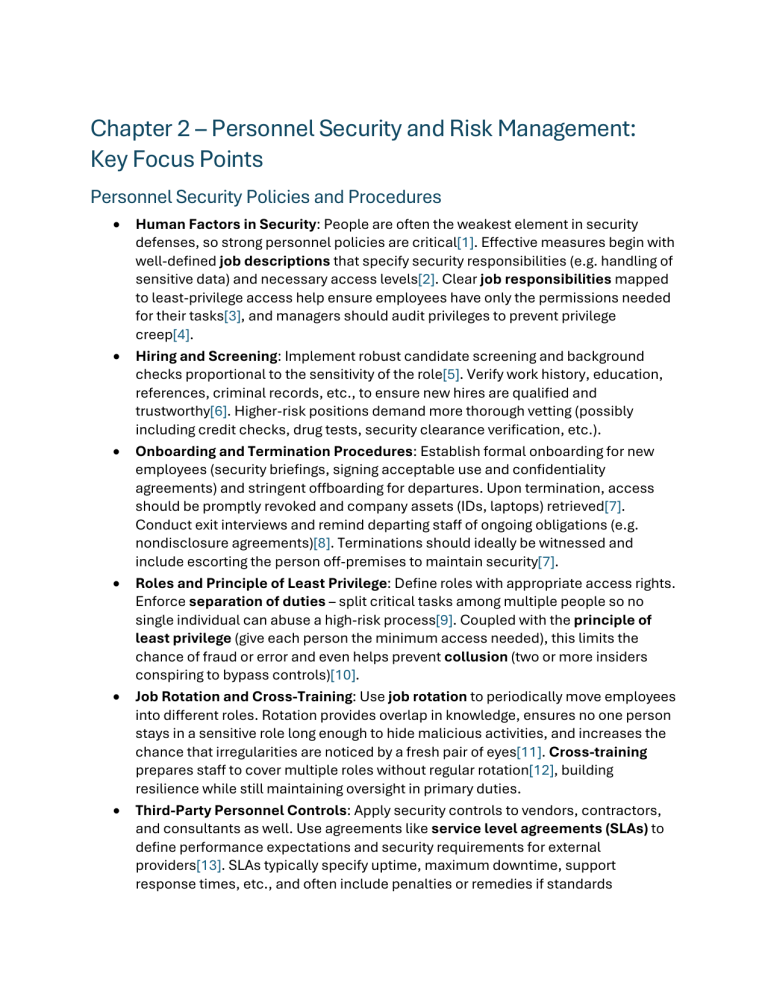 Personnel Security & Risk Management: CISSP Key Focus Points