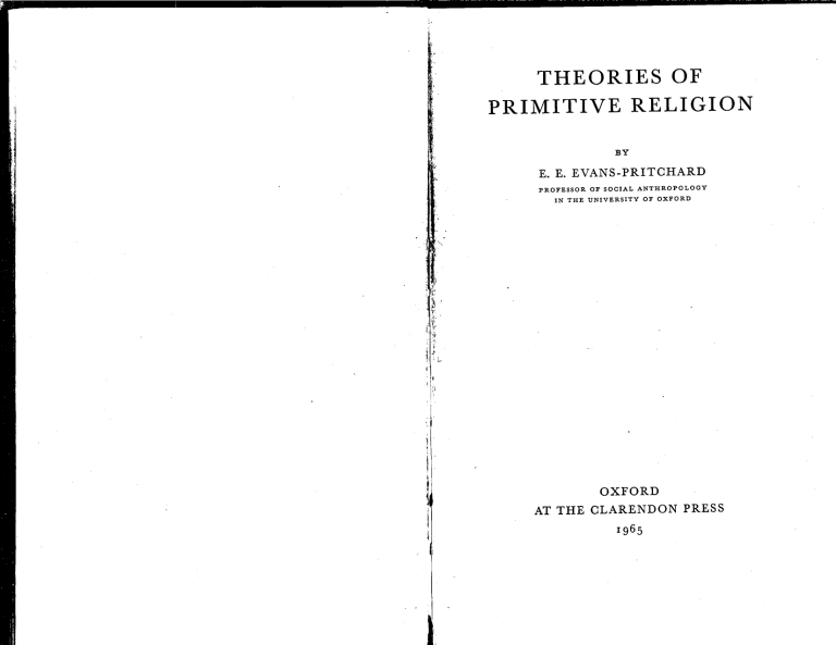 Theories of Primitive Religion - E. E. Evans-Pritchard (1965)