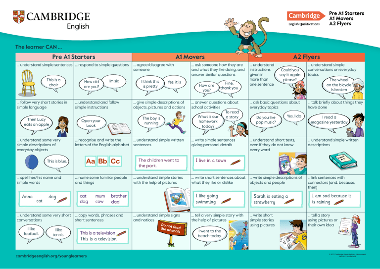 Cambridge English Young Learners: Starters, Movers, Flyers Skills Overview