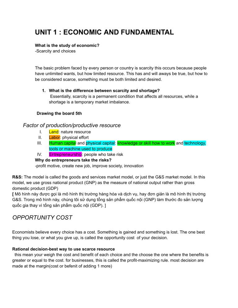 Economics Fundamentals: Scarcity, Opportunity Cost, Utility & Production