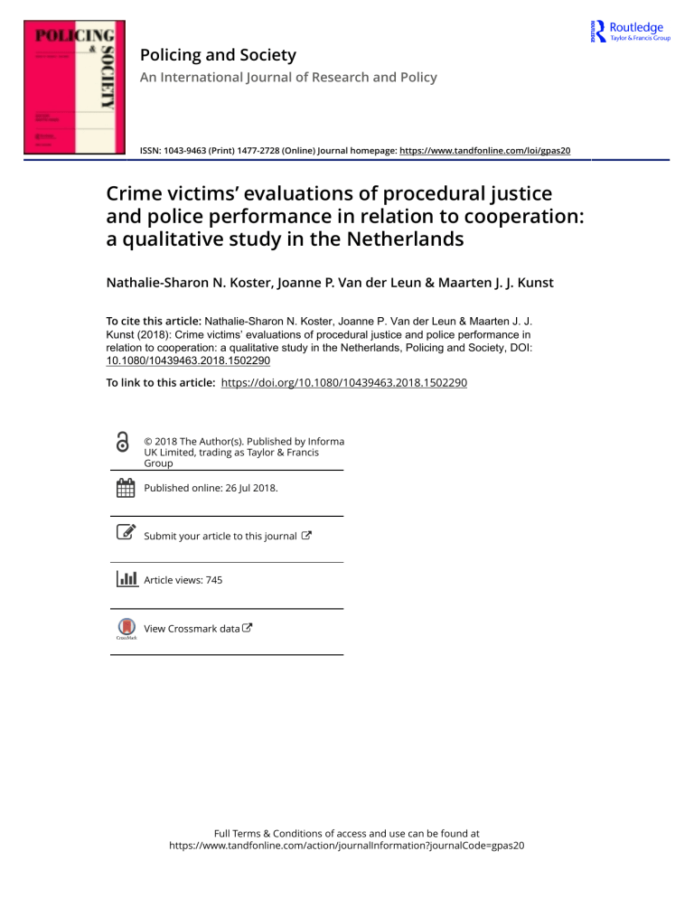 Crime Victims' Procedural Justice & Police Performance in Netherlands