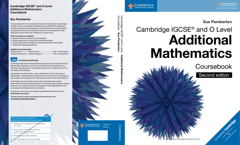 Cambridge IGCSE & O Level Additional Mathematics Coursebook - 2nd Ed.