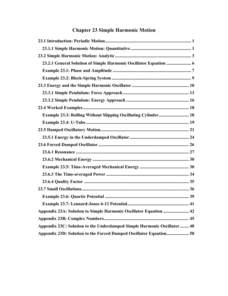 Chapter 23: Simple Harmonic Motion - Physics Oscillations & Waves