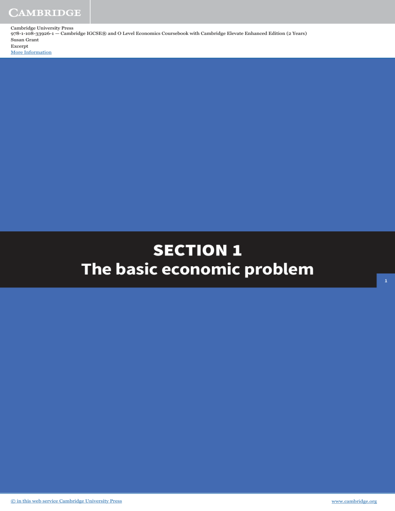 Cambridge IGCSE & O Level Economics Coursebook: Basic Economic Problem