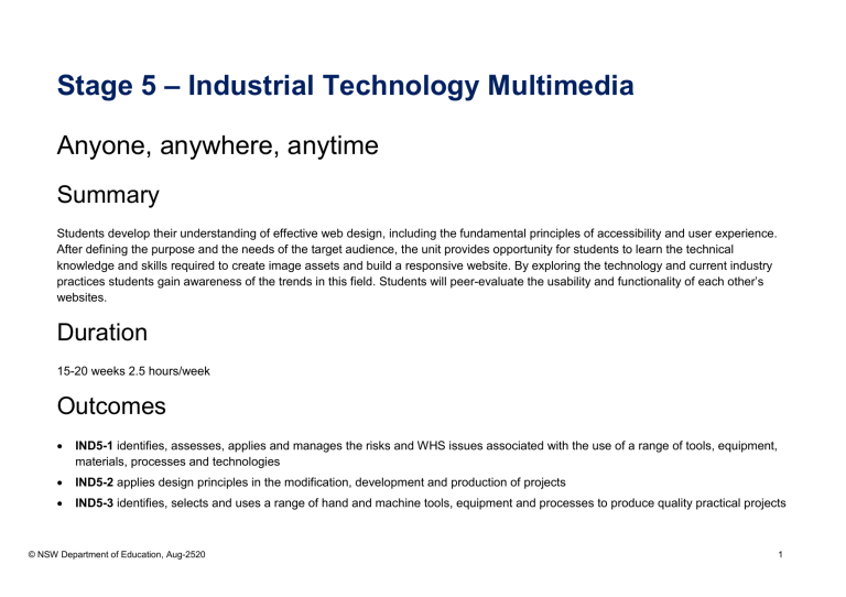 Stage 5 Industrial Technology Multimedia: Web Design & Accessibility