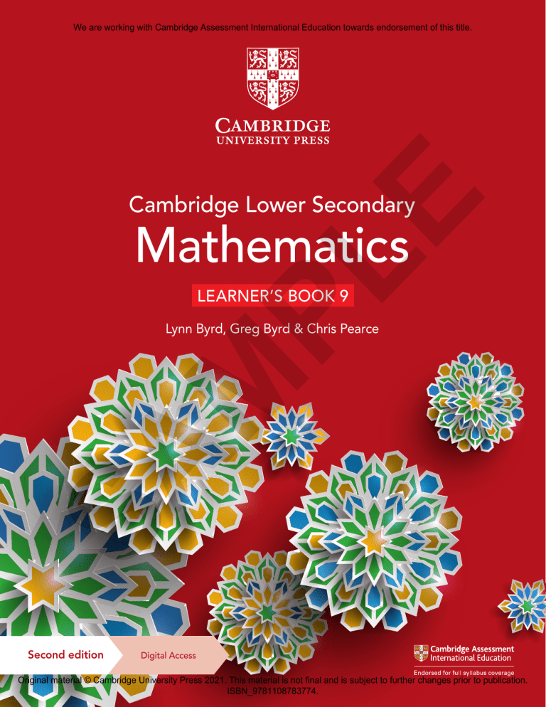 Cambridge Lower Secondary Mathematics Learner's Book 9