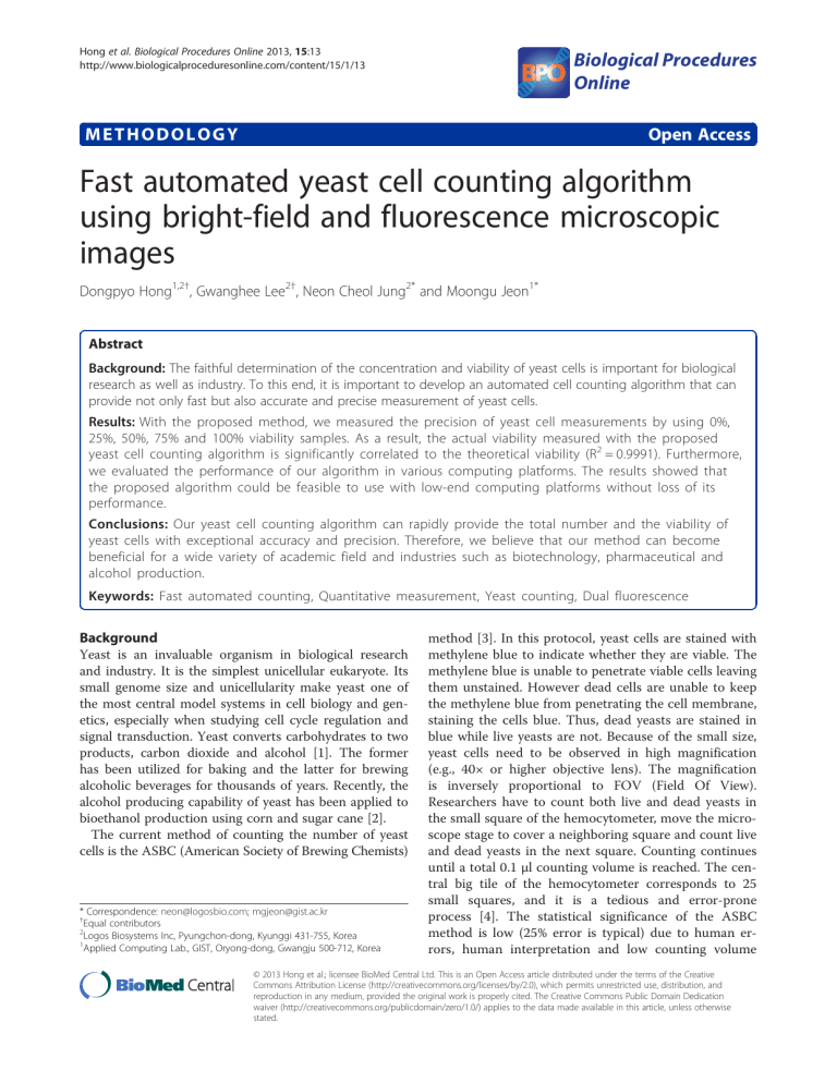Fast Automated Yeast Cell Counting: Bright-Field & Fluorescence Imaging