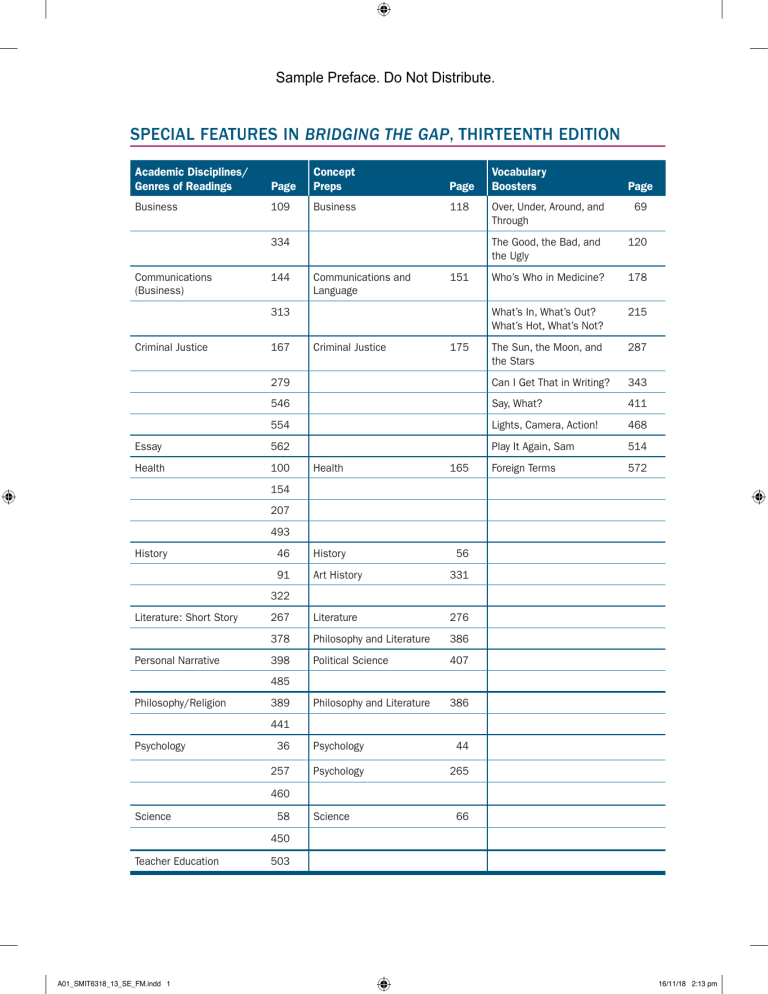 Bridging the Gap: College Reading Textbook - Thirteenth Edition Features