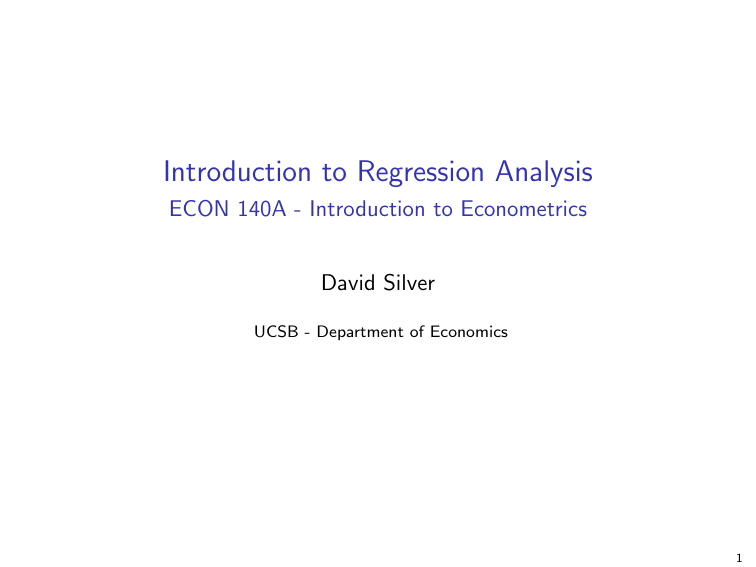 Regression Analysis: Introduction to Econometrics
