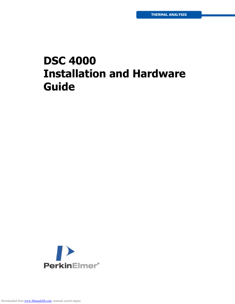 DSC 4000 Installation & Hardware Guide | PerkinElmer